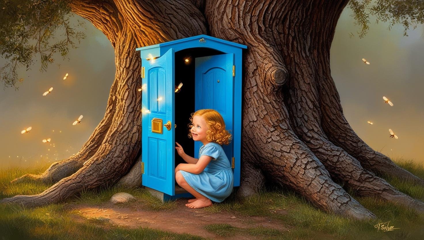 The Mystery of the Tiny Blue Door – A Magical Moral Story
